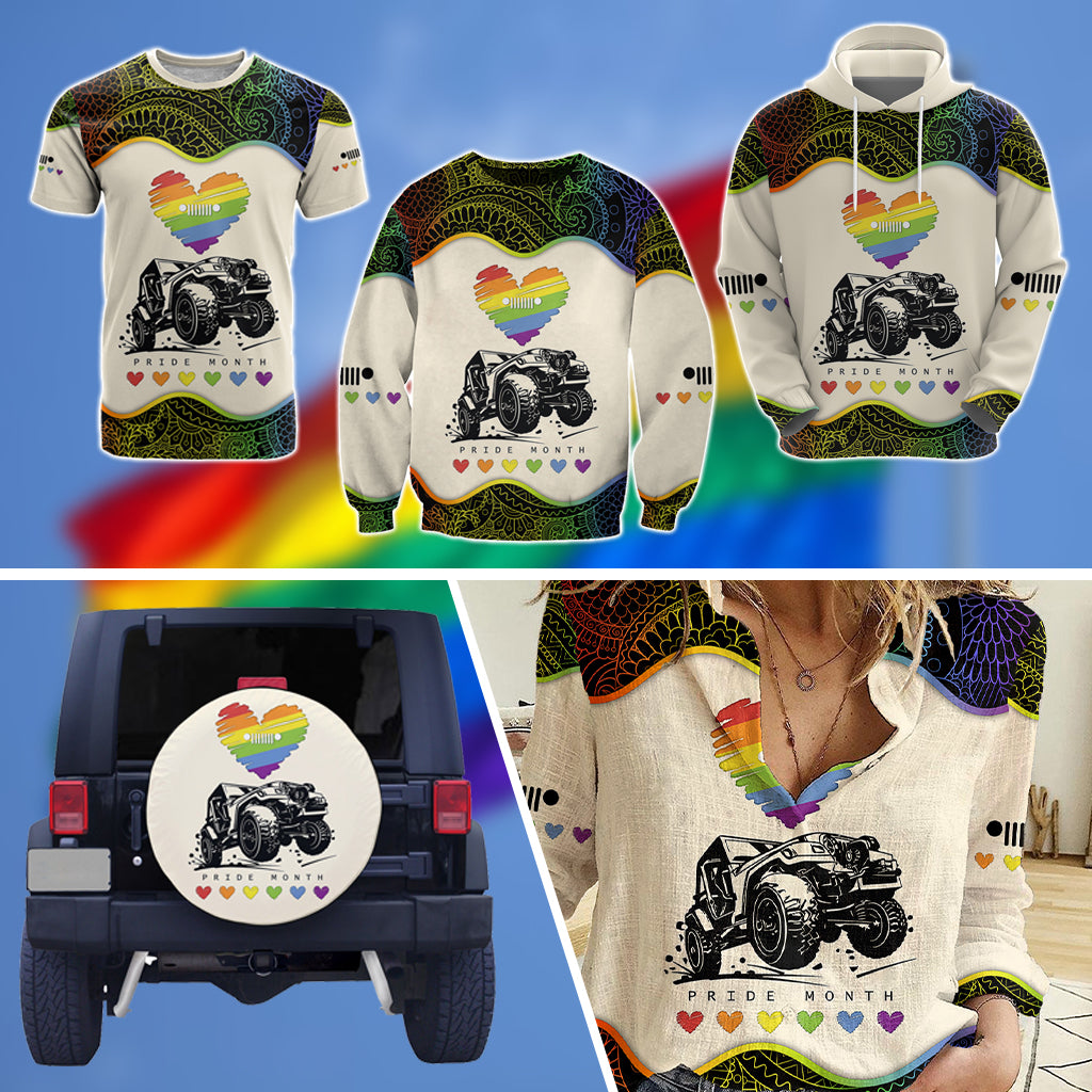 Jeep Pride Month Floral Pattern And Heart With LGBT Flag – Aljaira