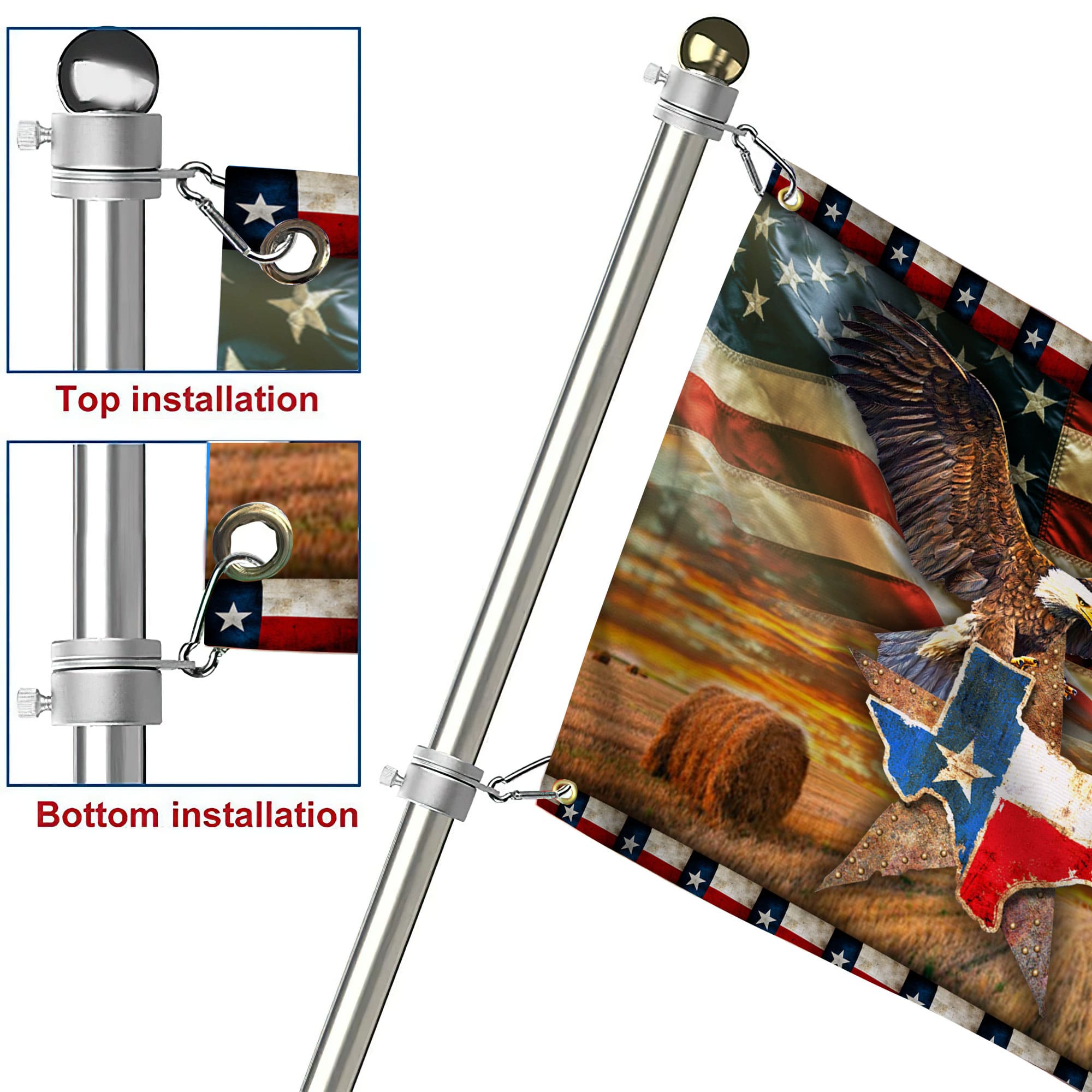 Premium Eagle Texas Grommet Flag 3D Printed – Aljaira