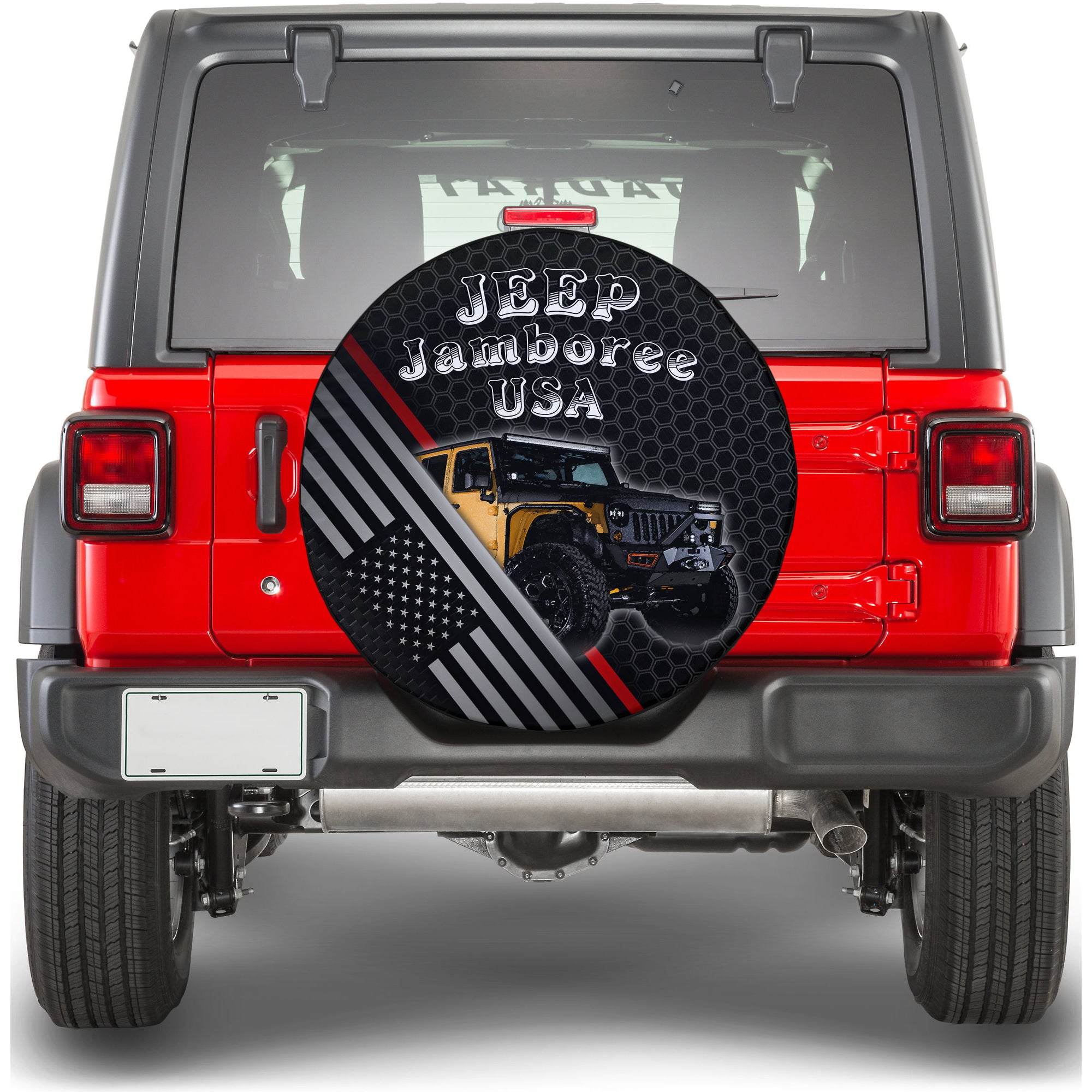 Jeep Jamboree USA Spare Tire Cover Metallmesh Texture Mix American Fla ...