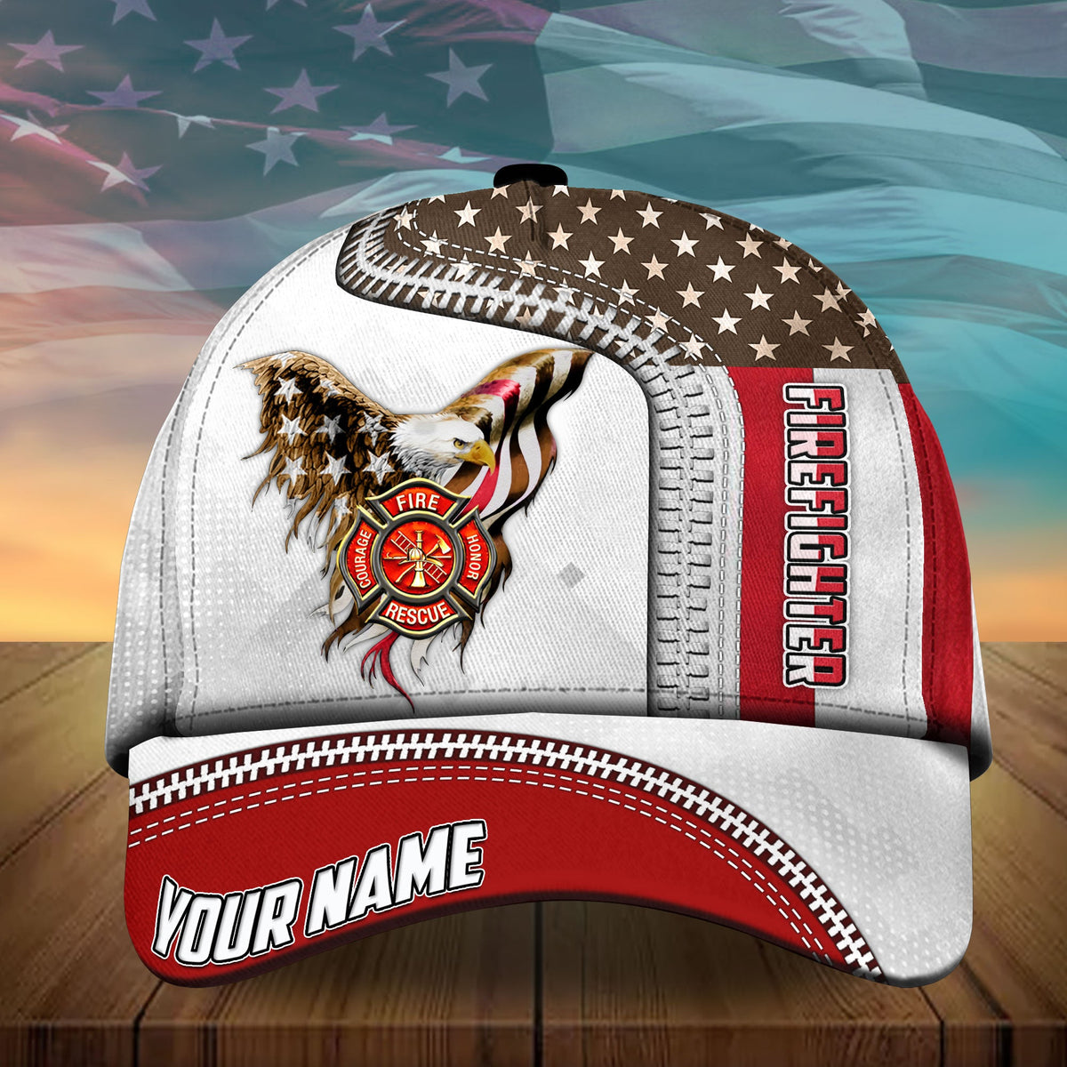 Personalized The Thin Red Line Hats Firefighter American Eagle Cap ...