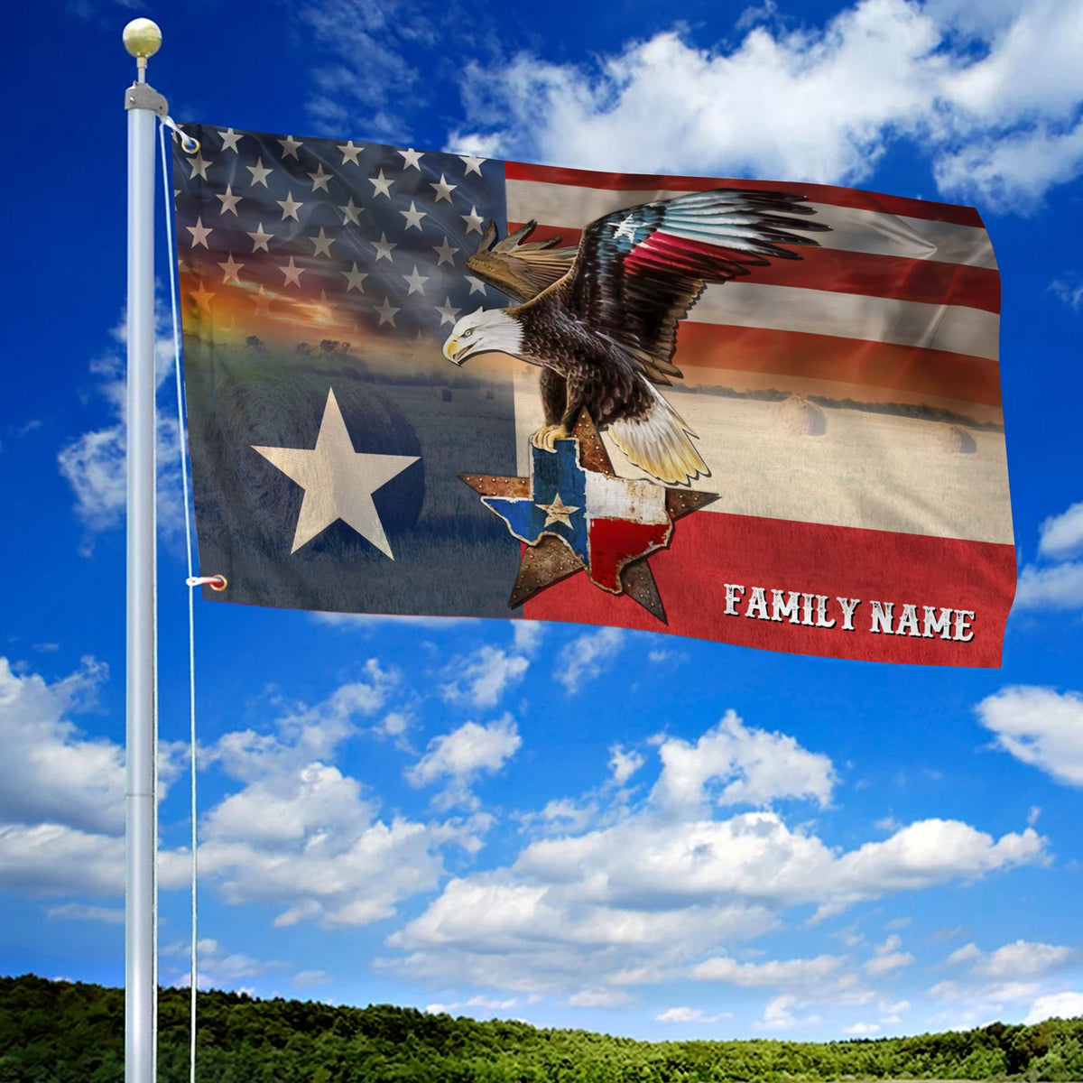 Personalized Texas Patriot American Eagle Grommet Flag – Aljaira