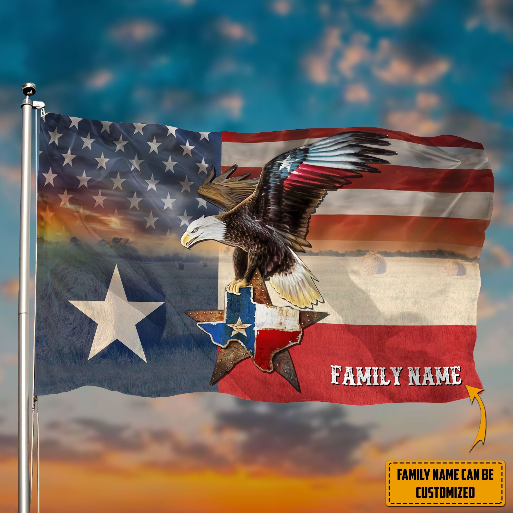 Personalized Texas Patriot American Eagle Grommet Flag – Aljaira