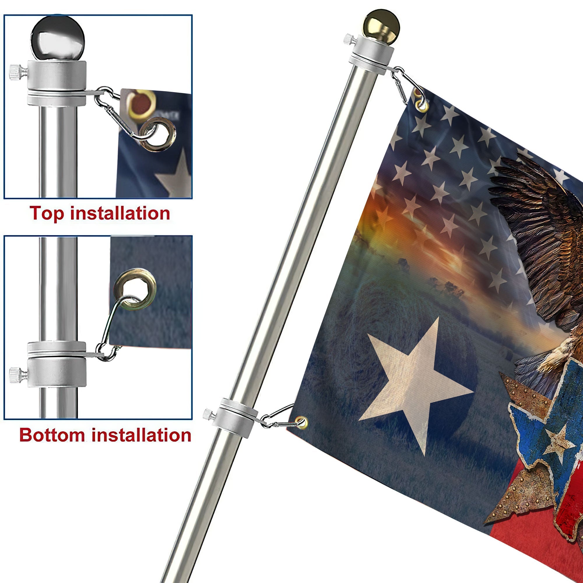 Personalized Texas Map Eagle Hanging Grommet Flag – Aljaira