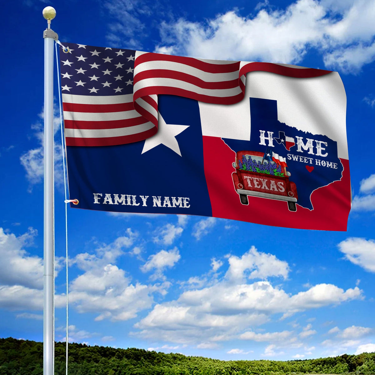 Personalized Flag Home Sweet Home Texas Patriot Grommet Flag – Aljaira
