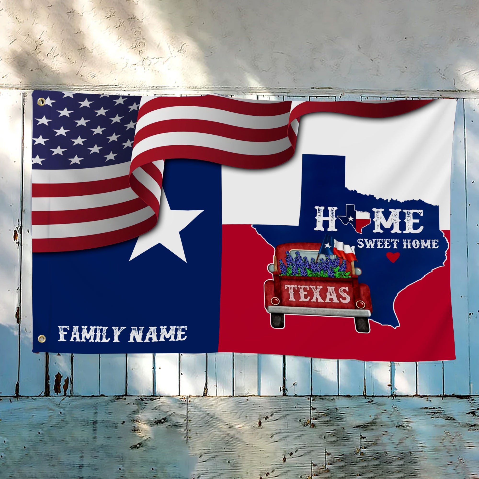 Personalized Flag Home Sweet Home Texas Patriot Grommet Flag – Aljaira