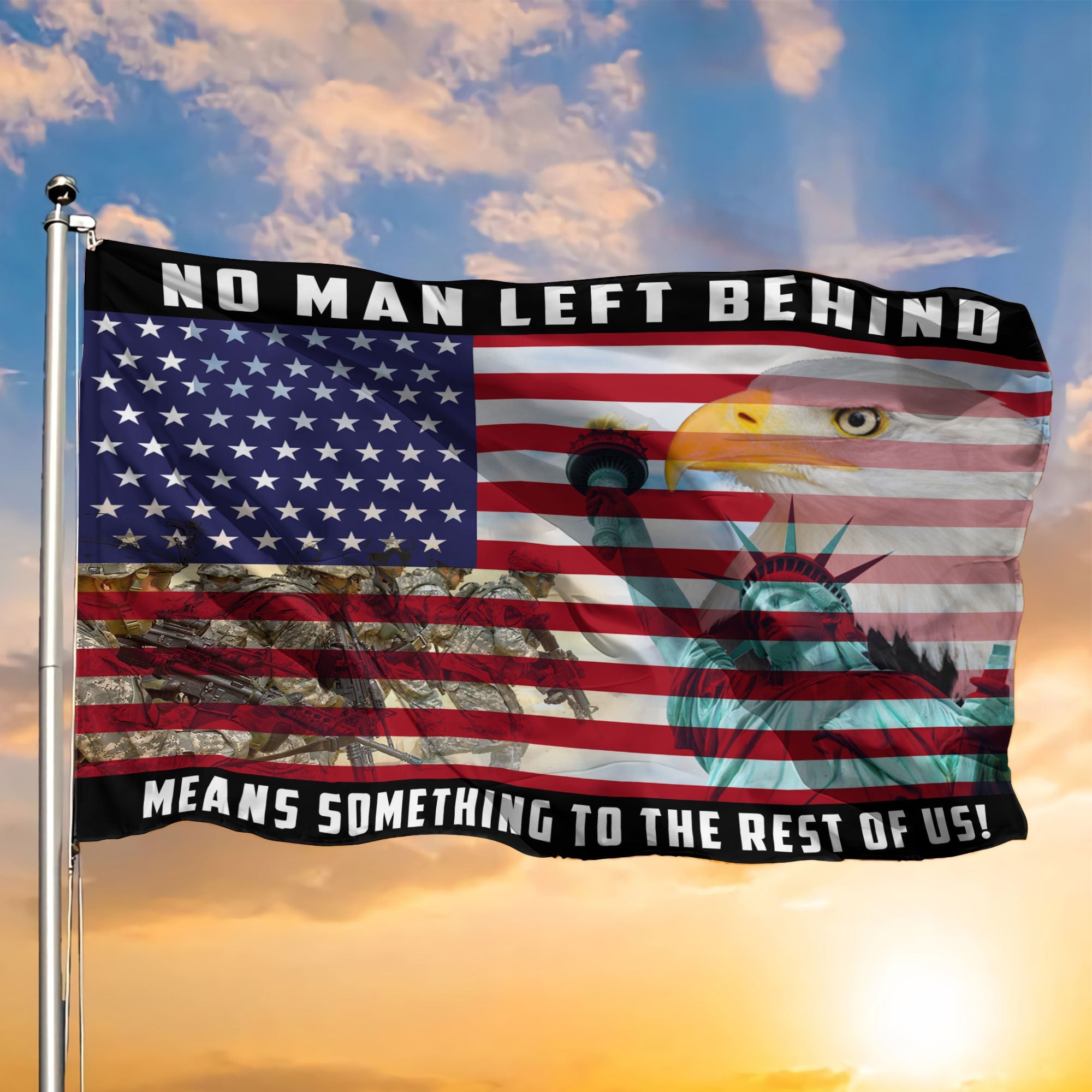 Premium US Veteran Patriotic Grommet Flag No Man Left Behind – Aljaira