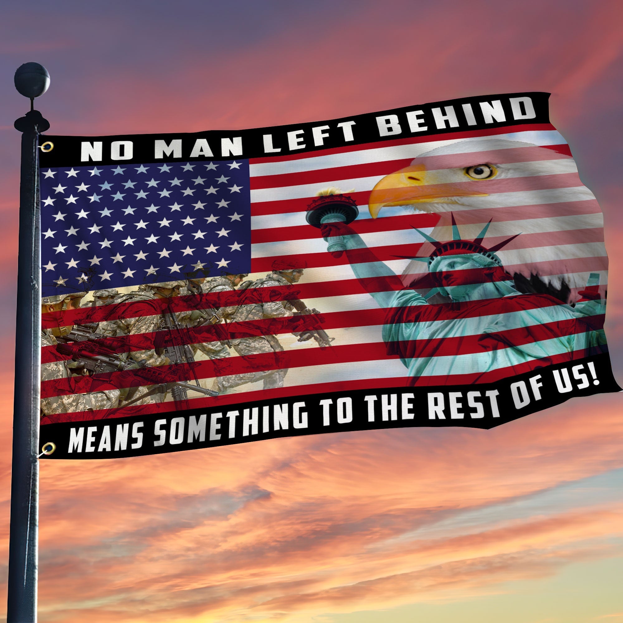 Premium US Veteran Patriotic Grommet Flag No Man Left Behind – Aljaira