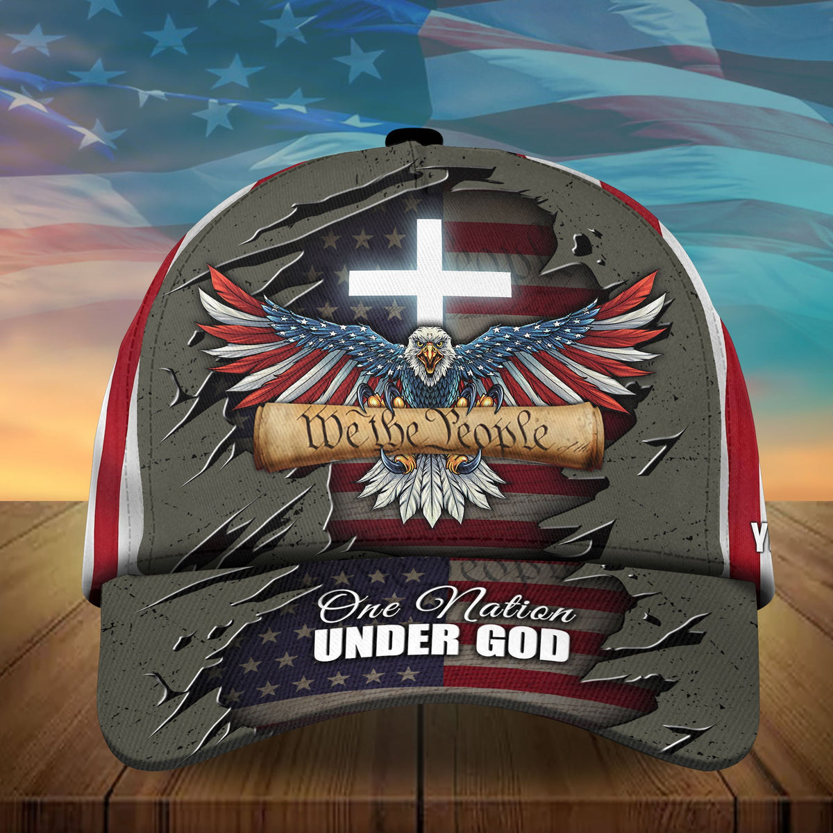 Premium One Nation Under God Eagle Hanging Constitution Hats Personali ...