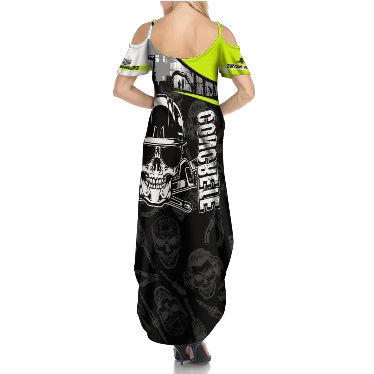 Concrete Finisher Skull on Site Summer Maxi Dress DT02 – Aljaira