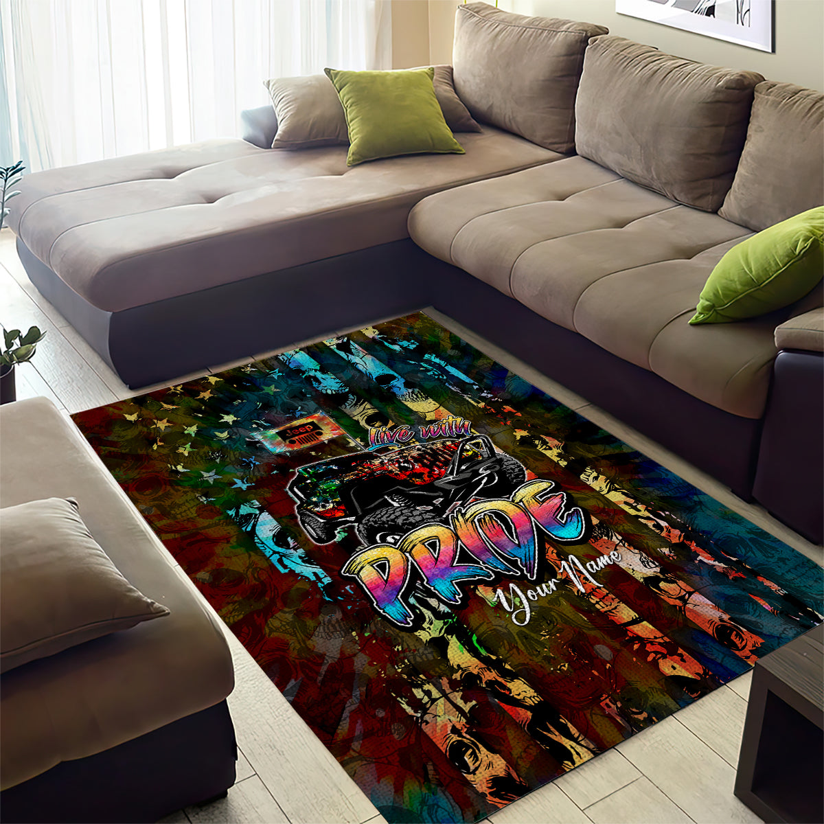 LGBT Jeep Skull Live With Pride Area Rug DT02 – Aljaira