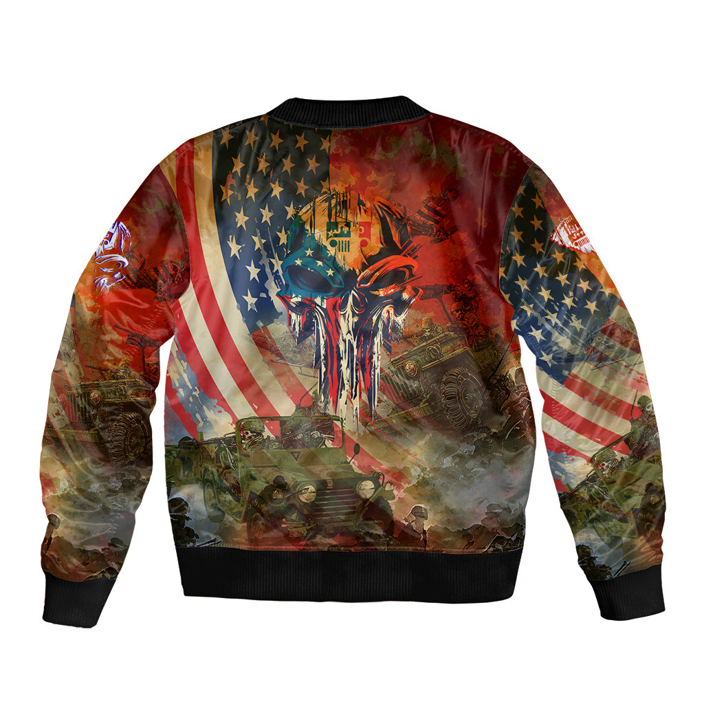 Jeep Skull Solider Bomber Jacket American Flag DT02 – Aljaira