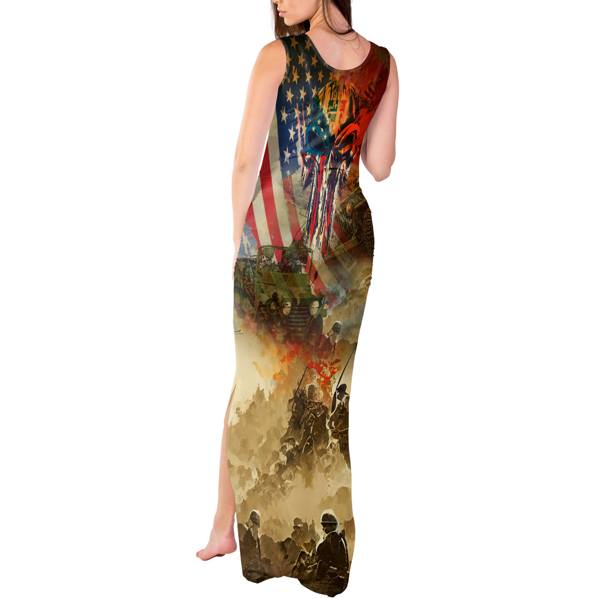 Jeep Skull Solider Tank Maxi Dress American Flag DT02 – Aljaira