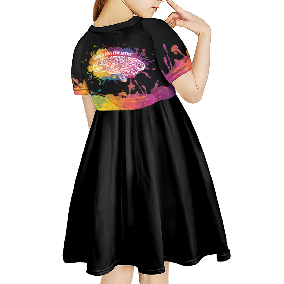 Autism Wired Differently Colors Splash Kid Short Sleeve Dress LT7 – Aljaira