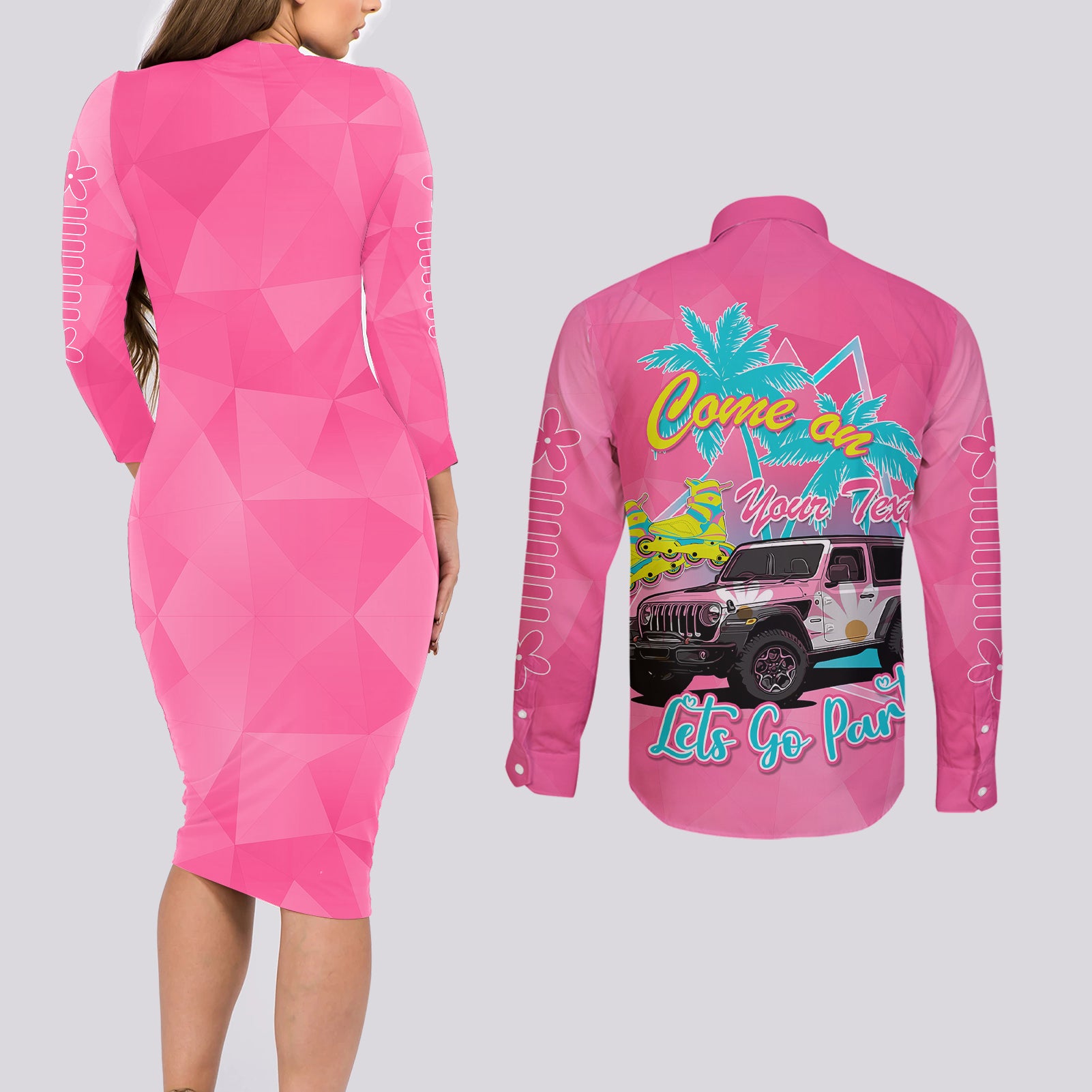 Personalised Jeep Girl Couples Matching Long Sleeve Bodycon Dress and ...