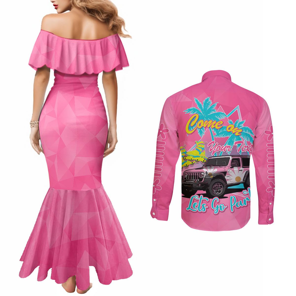 Personalised Jeep Girl Couples Matching Mermaid Dress and Long Sleeve ...