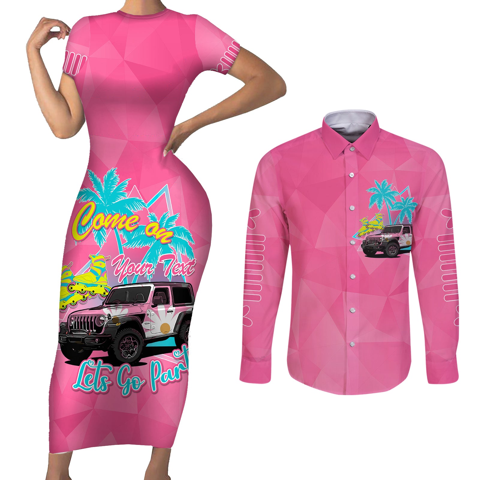Personalised Jeep Girl Couples Matching Short Sleeve Bodycon Dress and ...
