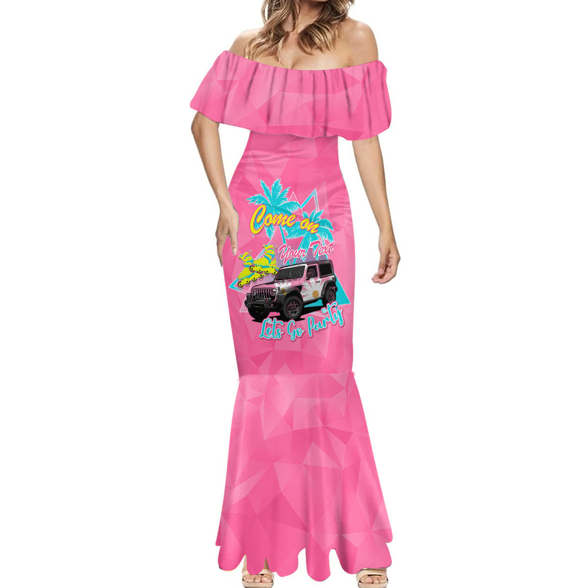 Personalised Jeep Girl Mermaid Dress Doll Pink Party LT7 – Aljaira
