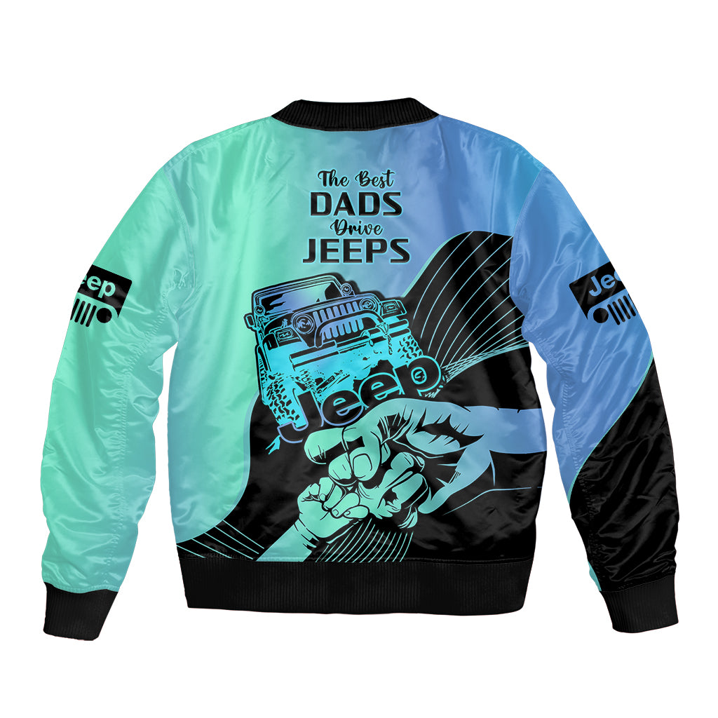 Turquoise Jeep Dad Sleeve Zip Bomber Jacket Happy Fathers Day Best Dad ...