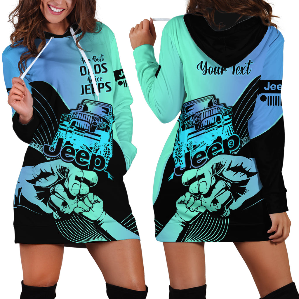 Personalised Turquoise Jeep Dad Hoodie Dress Happy Fathers Day Best Da ...