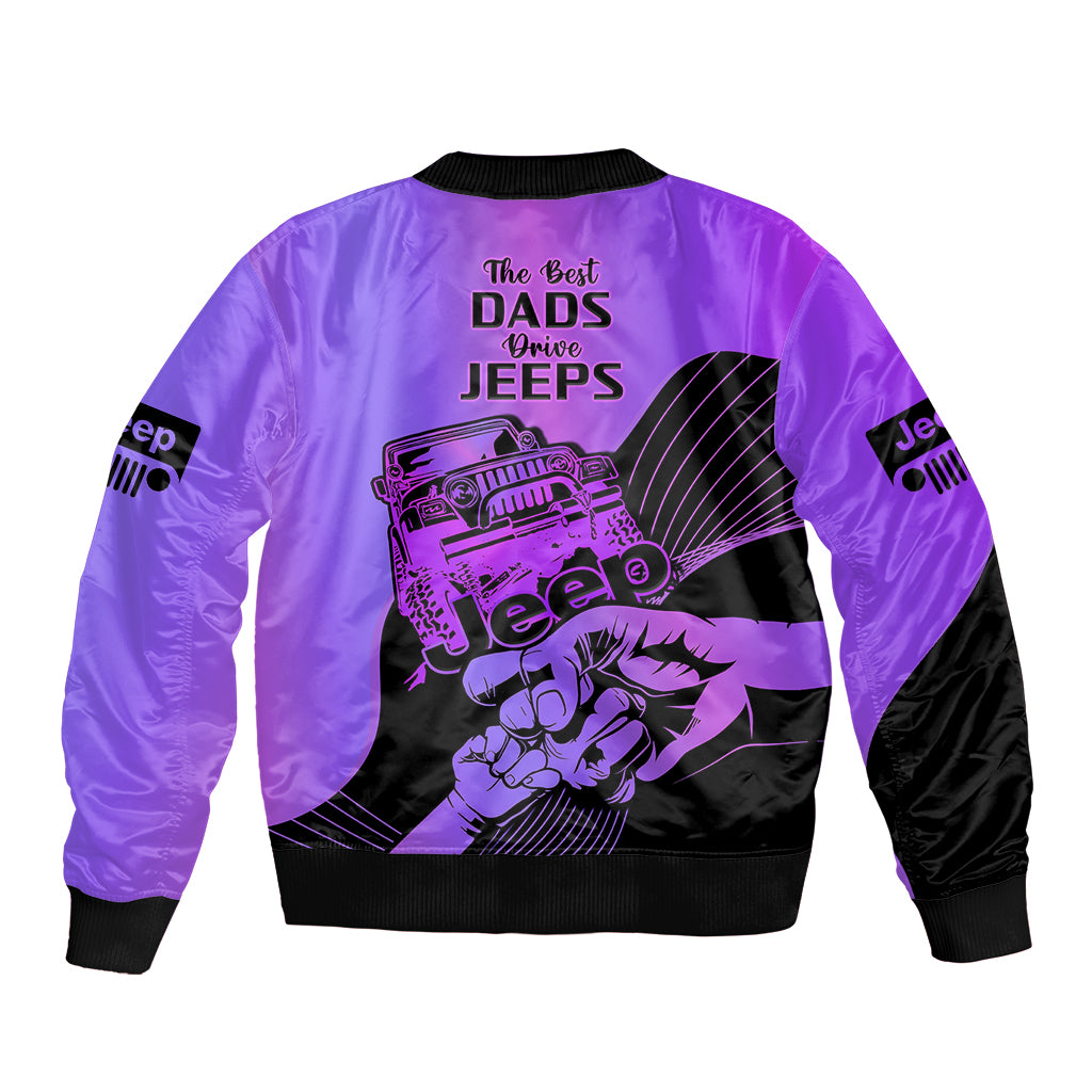 Purple Jeep Dad Sleeve Zip Bomber Jacket Happy Fathers Day Best Dads D ...
