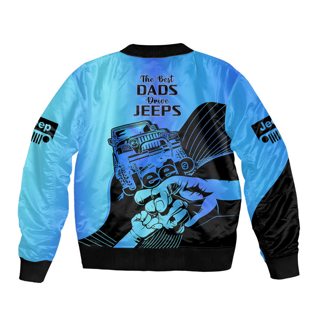 Blue Jeep Dad Bomber Jacket Happy Fathers Day Best Dads Drive Jeeps LT ...