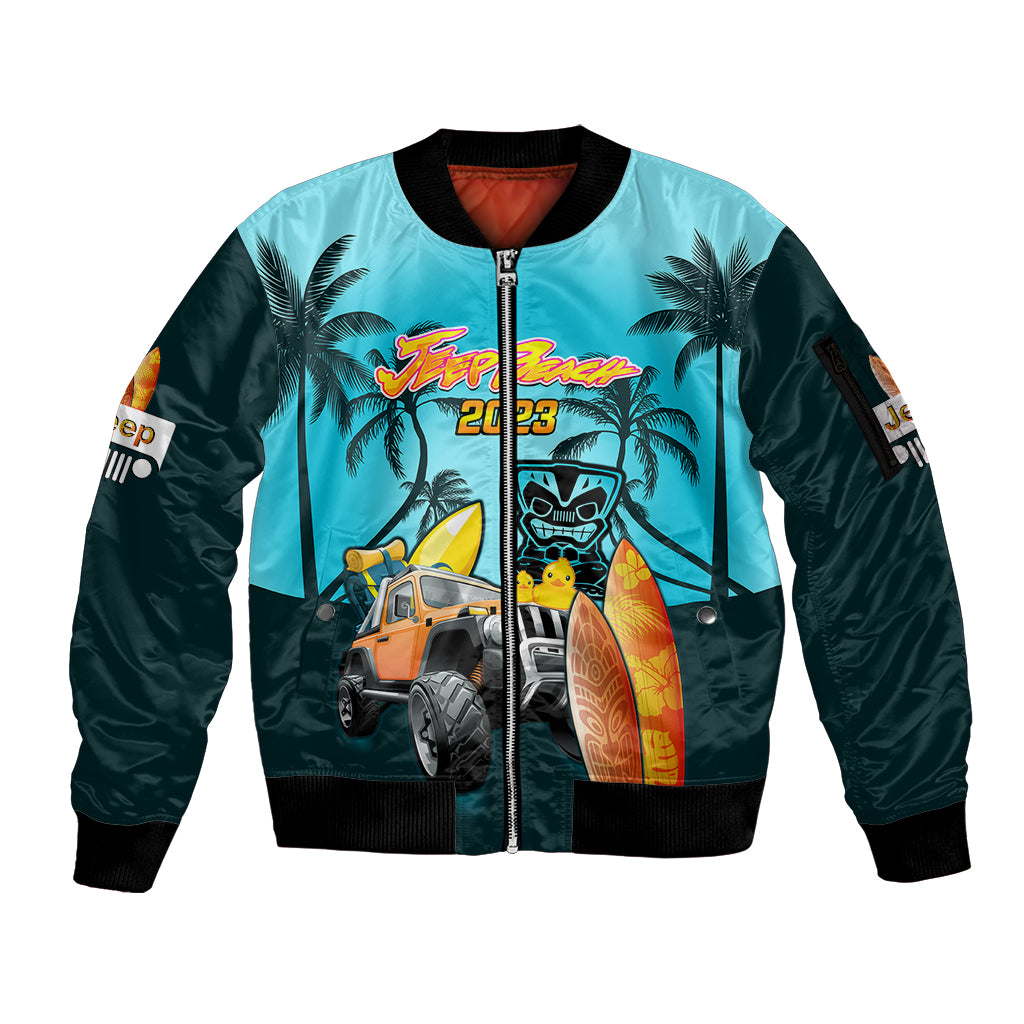 Blue Jeep Beach 2023 Sleeve Zip Bomber Jacket Happy 20th Anniversary L ...