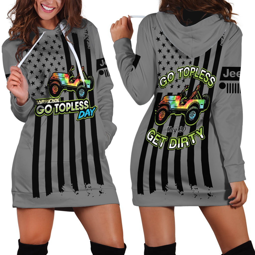 Jeep Go Topless Day 2023 Get Dirty Hoodie Dress Grey Version LT14 – Aljaira