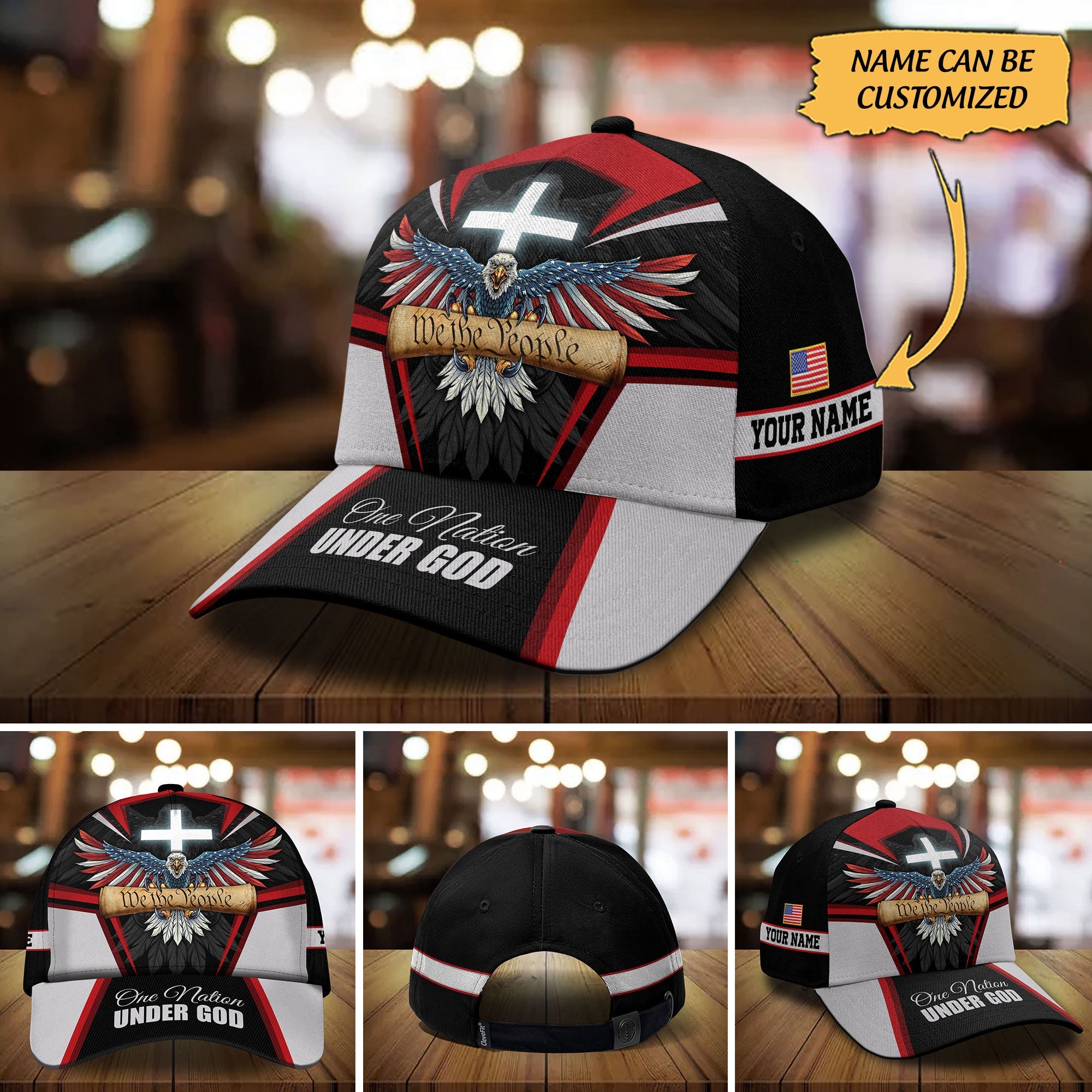 Premium America Eagle Patriot Cap Personalized, One Nation Under God ...