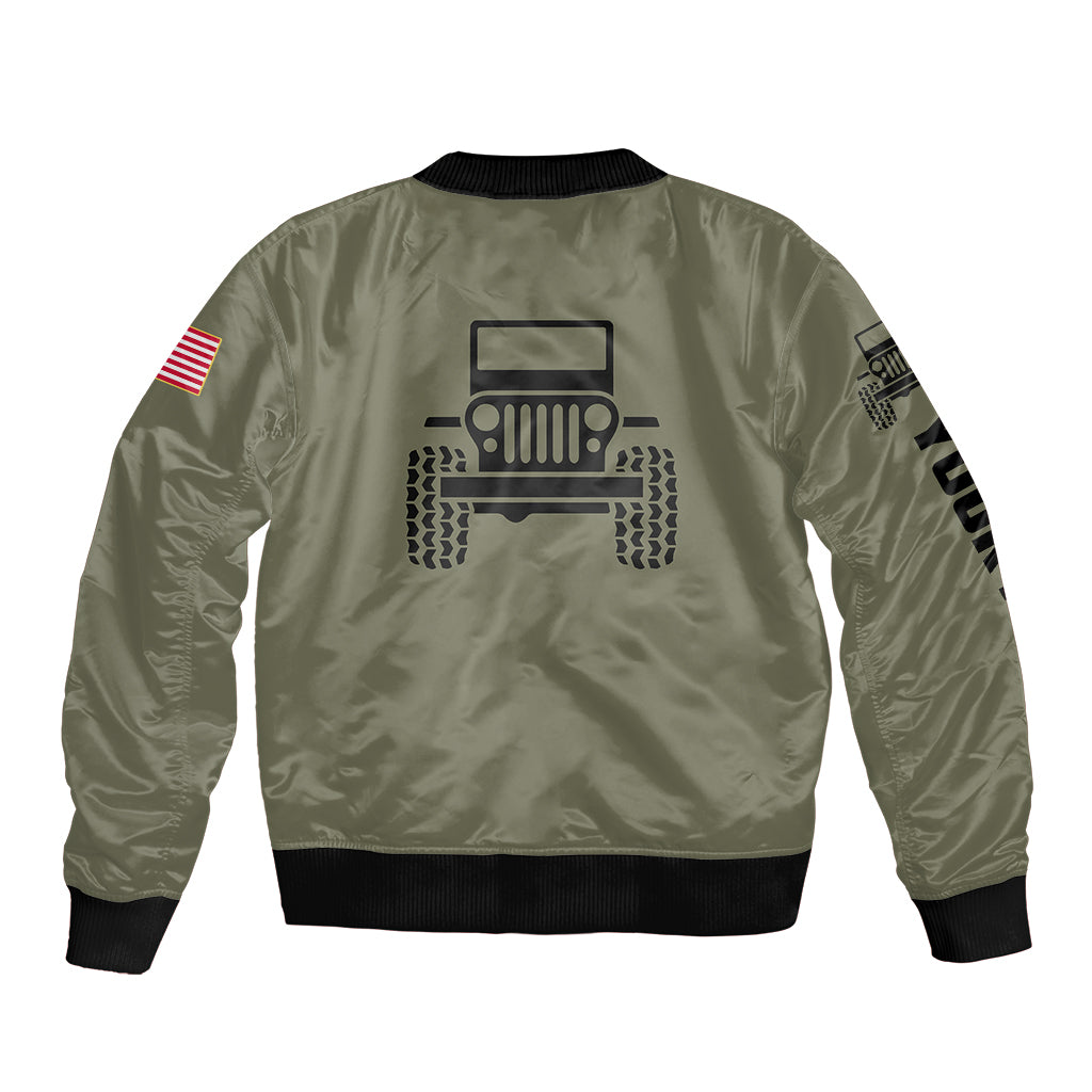 Personalized Custom Name Simple Jeep Bomber Jacket Olive Military TS00 ...