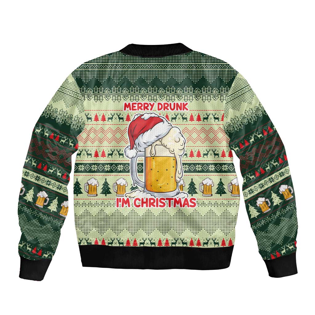 Merry Drunk I'm Christmas Bomber Jacket Xmas Holiday Patterns - Aljaira