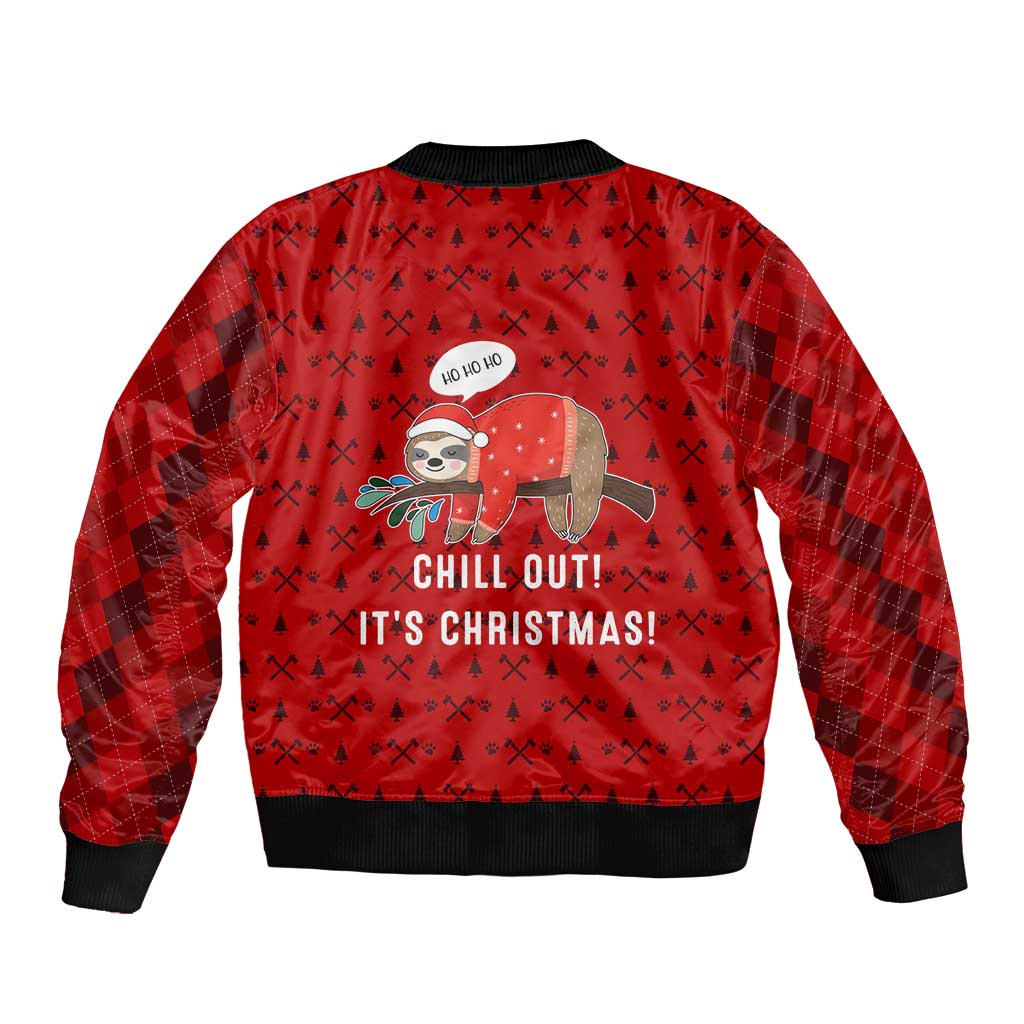 Sloth Chill Out Christmas Bomber Jacket Xmas Holiday Patterns - Aljaira