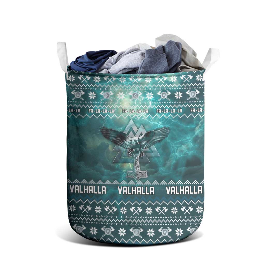 Viking Valhalla Christmas Laundry Basket with Norse Symbols Raven and ...