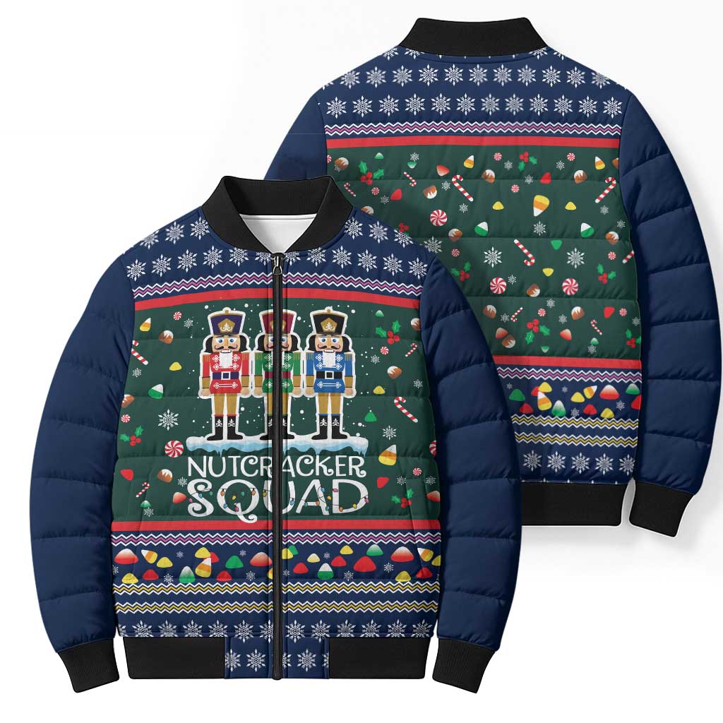 Nutcracker Squad Christmas Bomber Puffer Jacket with Candy Cane and ...