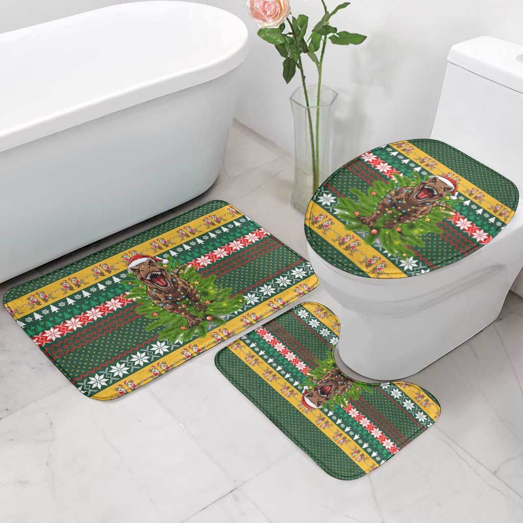 Christmas T Rex In Noel Tree Bathroom Set Xmas Holiday Patterns - Aljaira