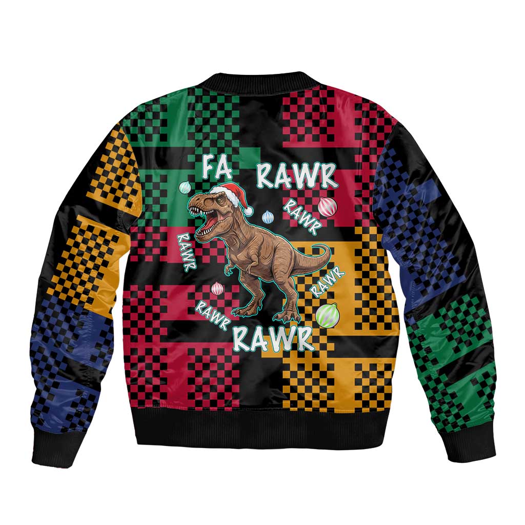 Christmas T Rex Rawr Rawr Rawr Sleeve Zip Bomber Jacket Xmas Holiday ...