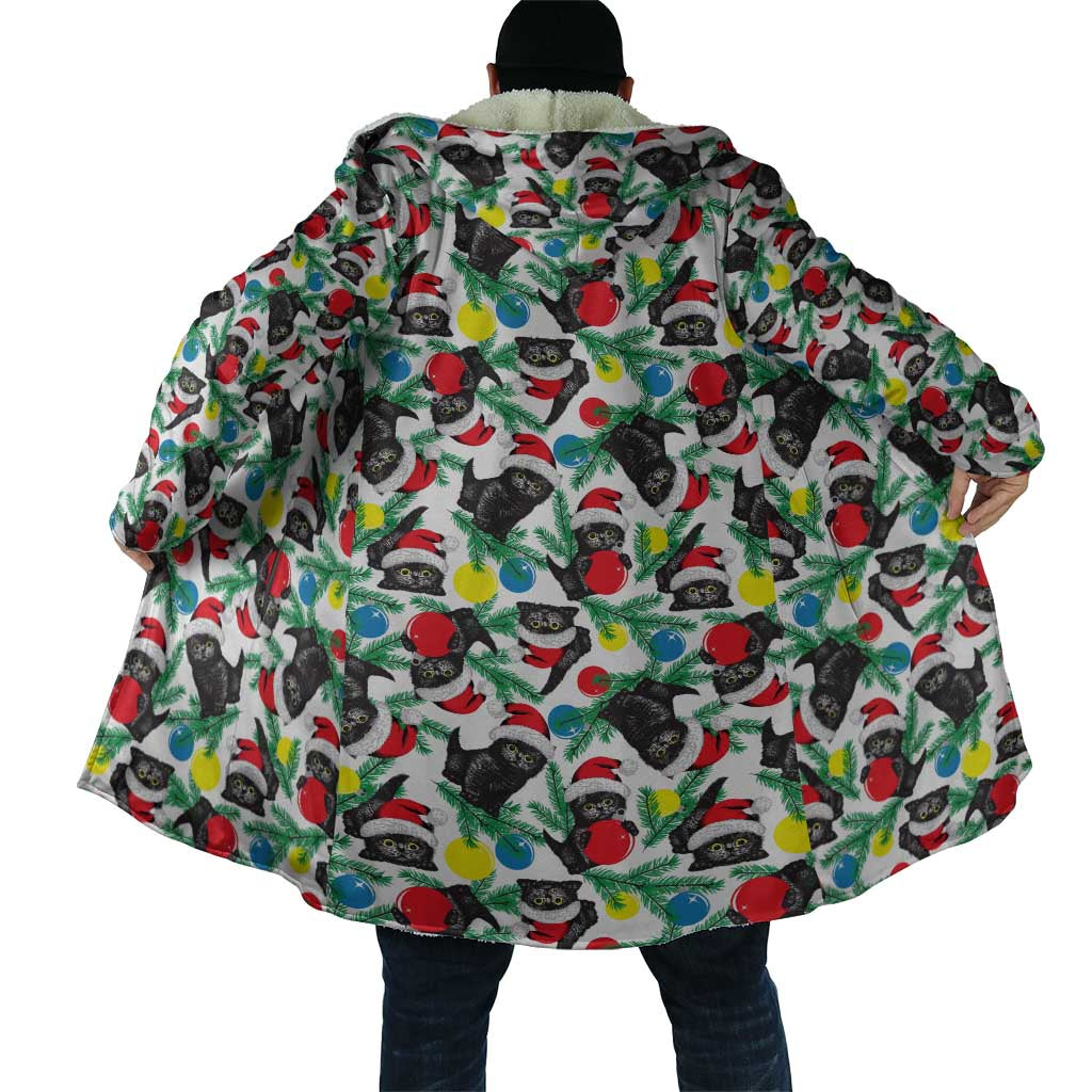 Black Cat Christmas Christmas Cloak Xmas Holiday Patterns - Aljaira