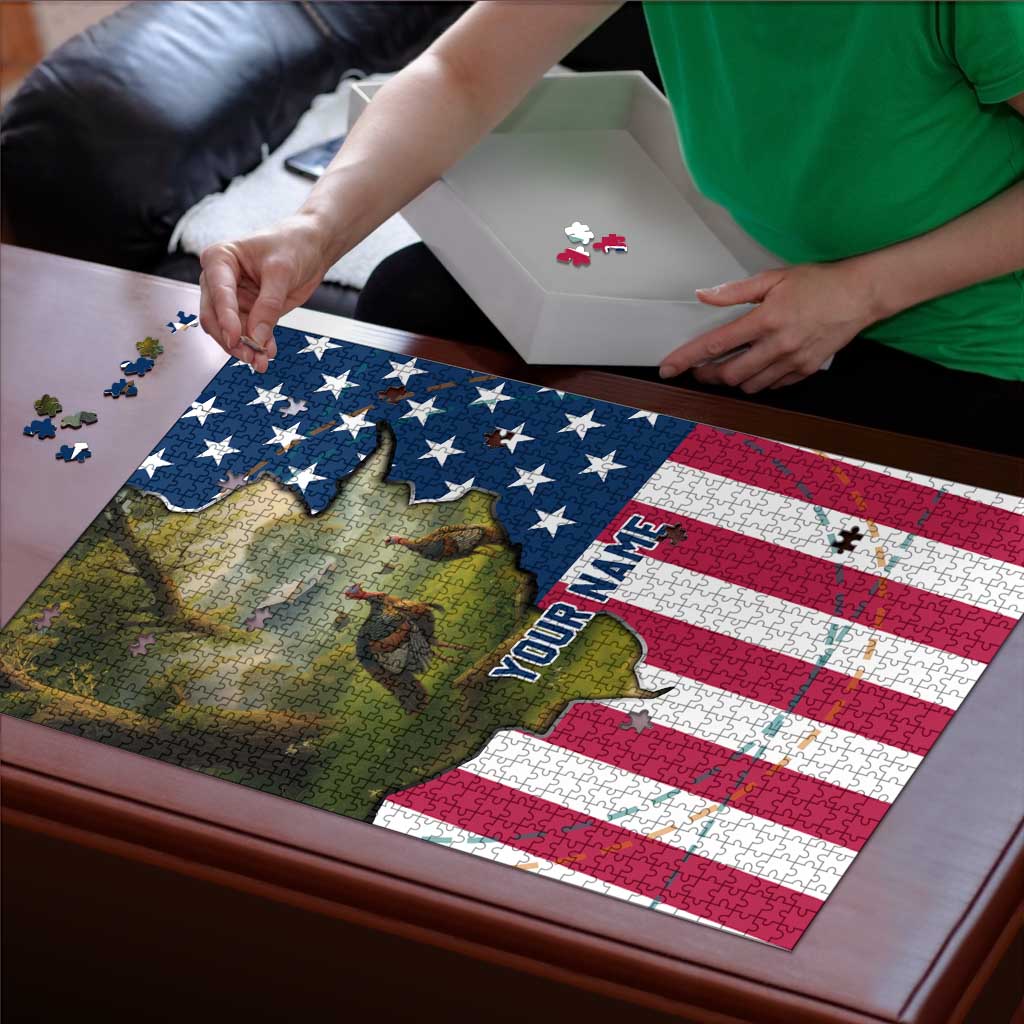 Custom American Flag Turkey Hunting Puzzle with Illinois State Outline ...