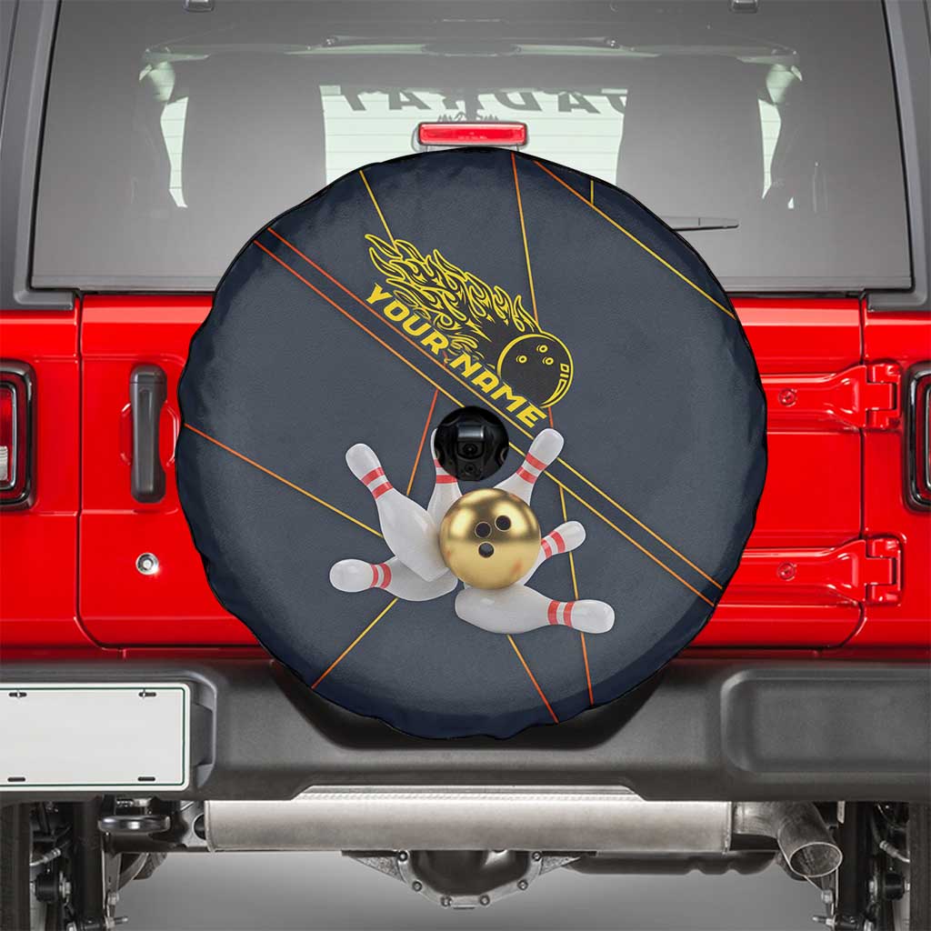 Custom Golden Bowling Shirts For Men, Flame Bowling Spare Tire Cover ...