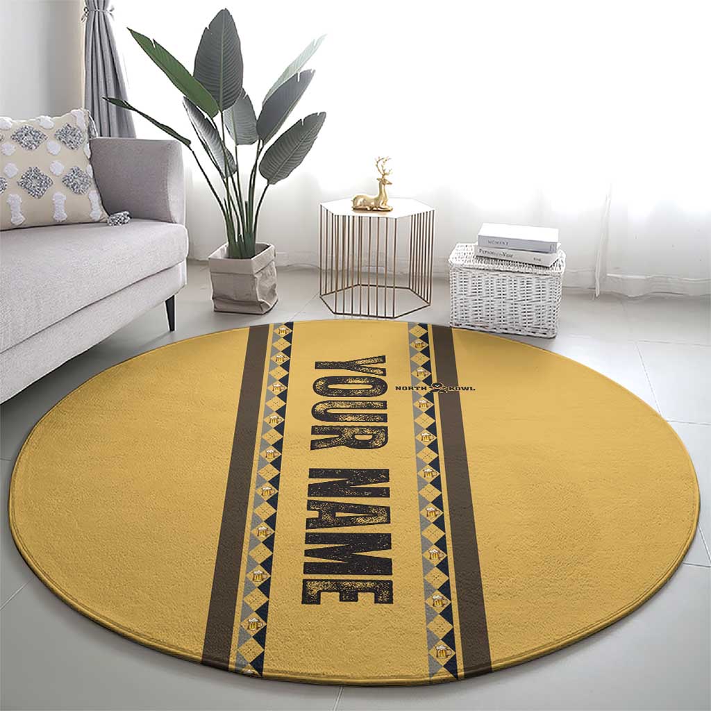 Custom Retro Bowling Round Carpet with Diamond Stripe Pattern North ...