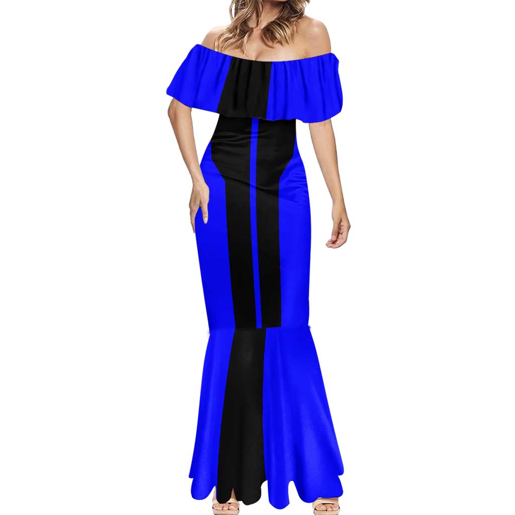 Custom Blue and Black Bowling Mermaid Dress with Exploding Strike ...