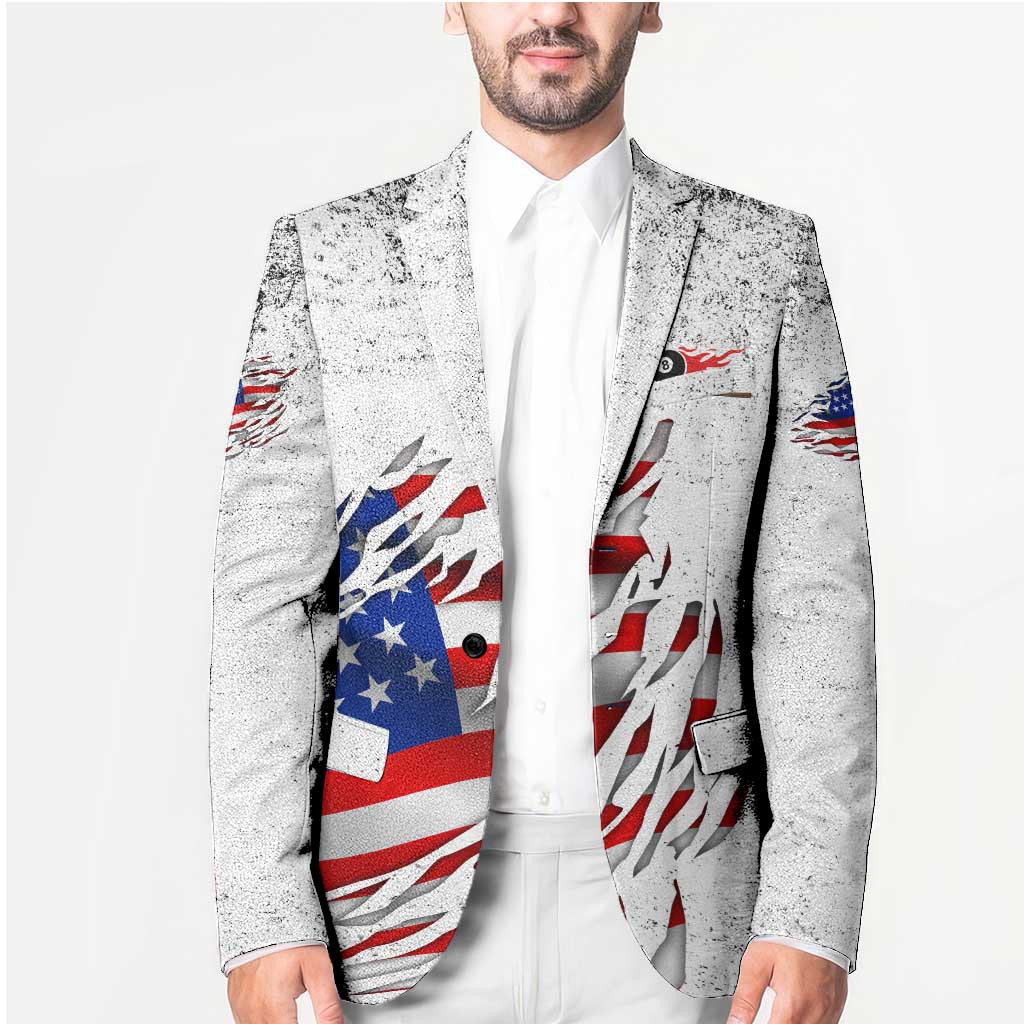 Custom American Flag Billiards Blazer with Ripped Design Pool Ball ...