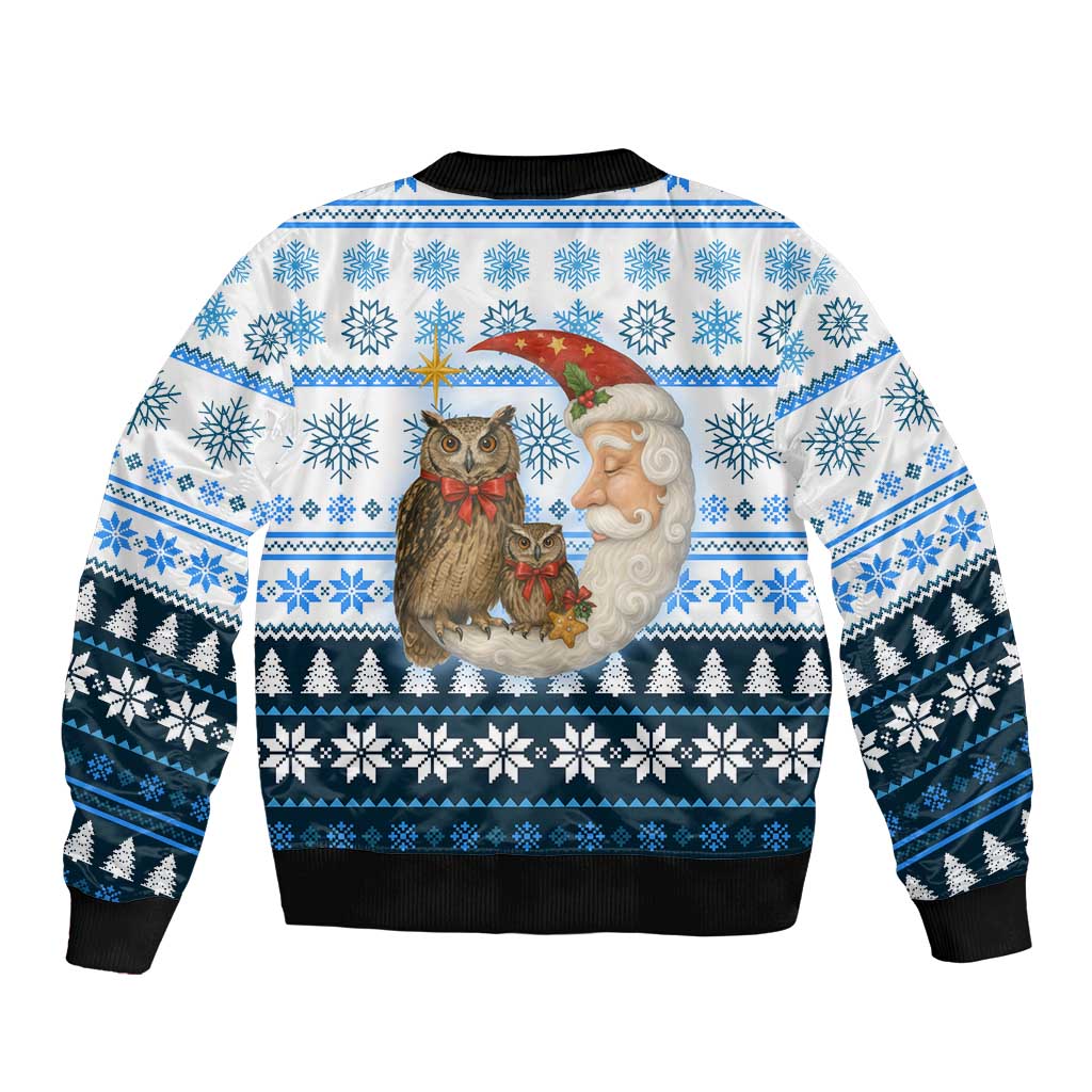 Owl Love Santa Moon Christmas Bomber Jacket Xmas Holiday Patterns - Aljaira