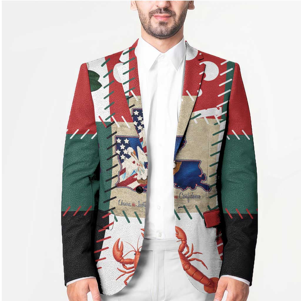 Louisiana Famous Things Christmas Blazer Xmas Holiday Patterns - Aljaira