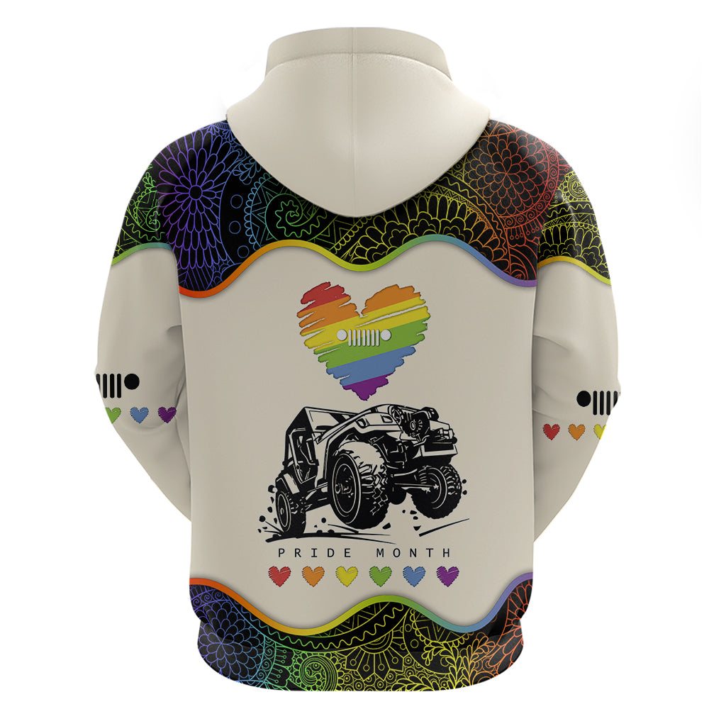 Jeep Pride Month Hoodie Floral Pattern And Heart With LGBT Flag TS06 ...