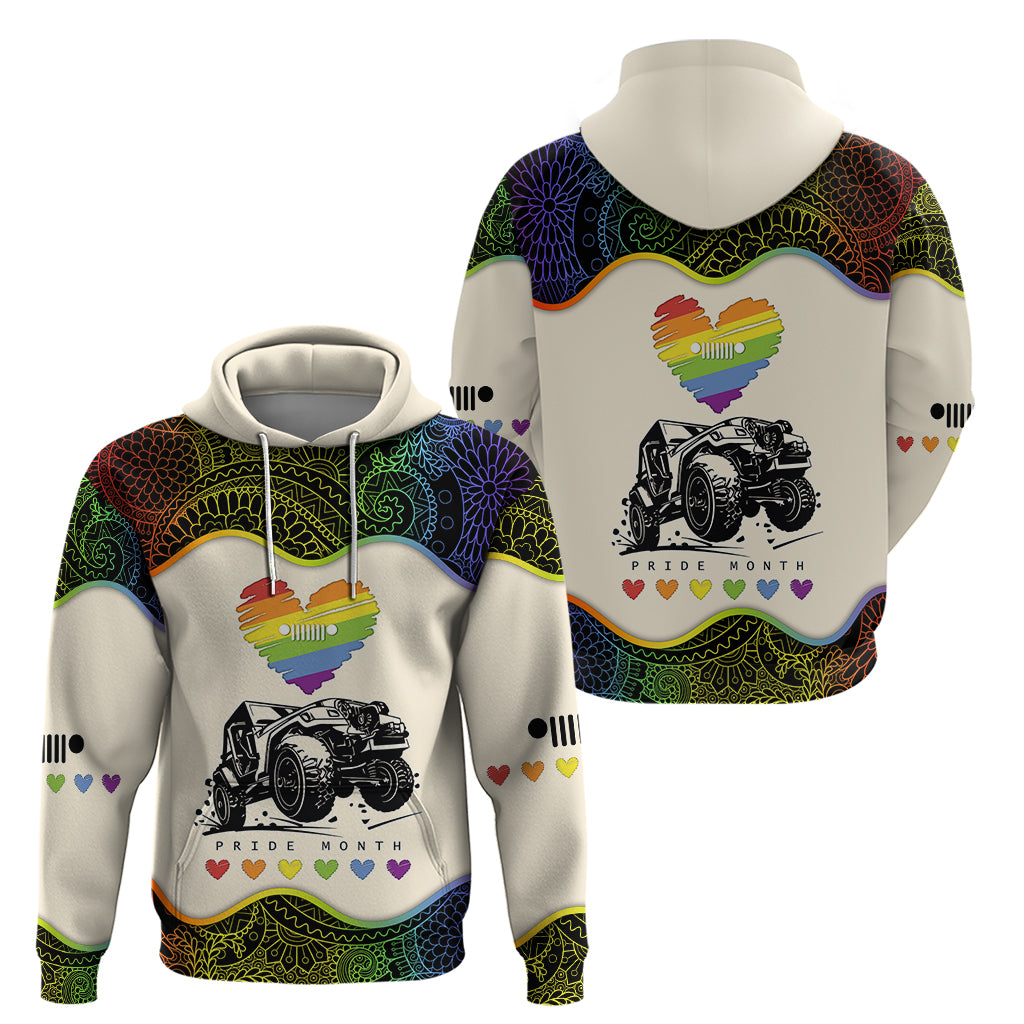 Jeep Pride Month Hoodie Floral Pattern And Heart With LGBT Flag TS06 ...
