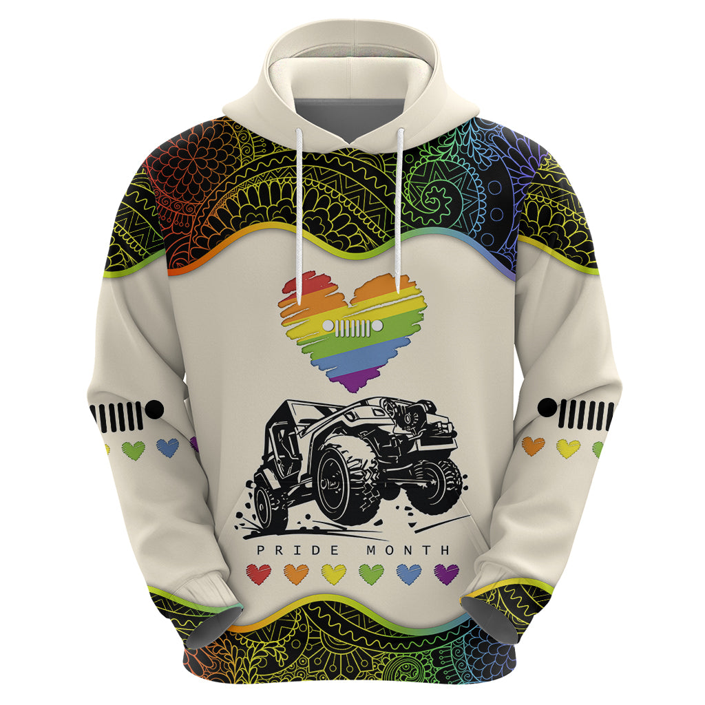 Jeep Pride Month Hoodie Floral Pattern And Heart With LGBT Flag TS06 ...