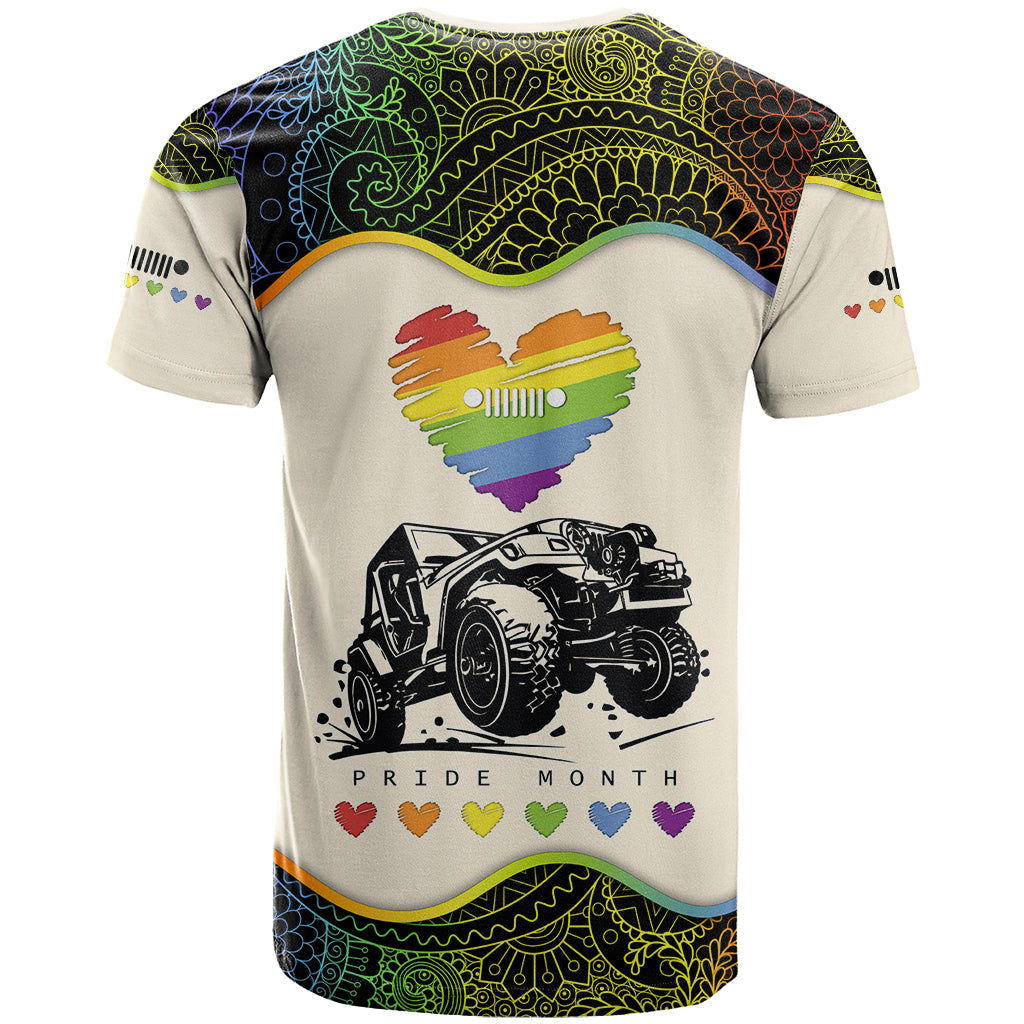 Jeep Pride Month T Shirt Floral Pattern And Heart With LGBT Flag TS06 ...
