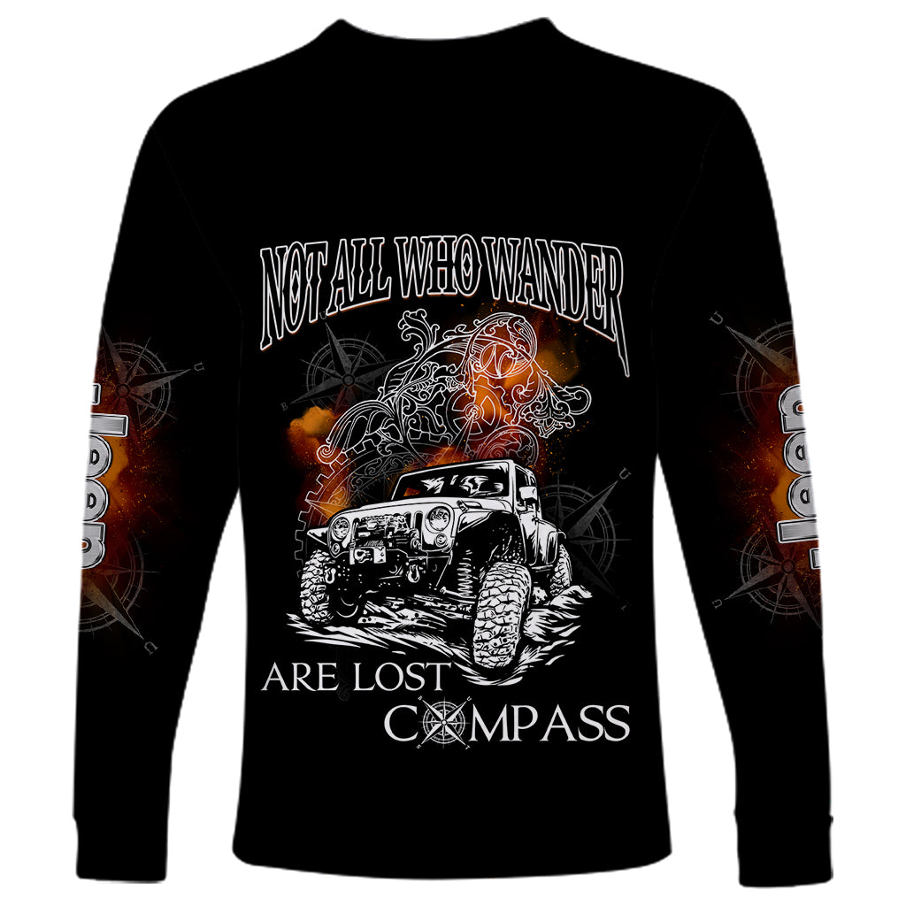Black Jeep Long Sleeve Shirt Not All Who Wander Are Lost Compass TS06 ...
