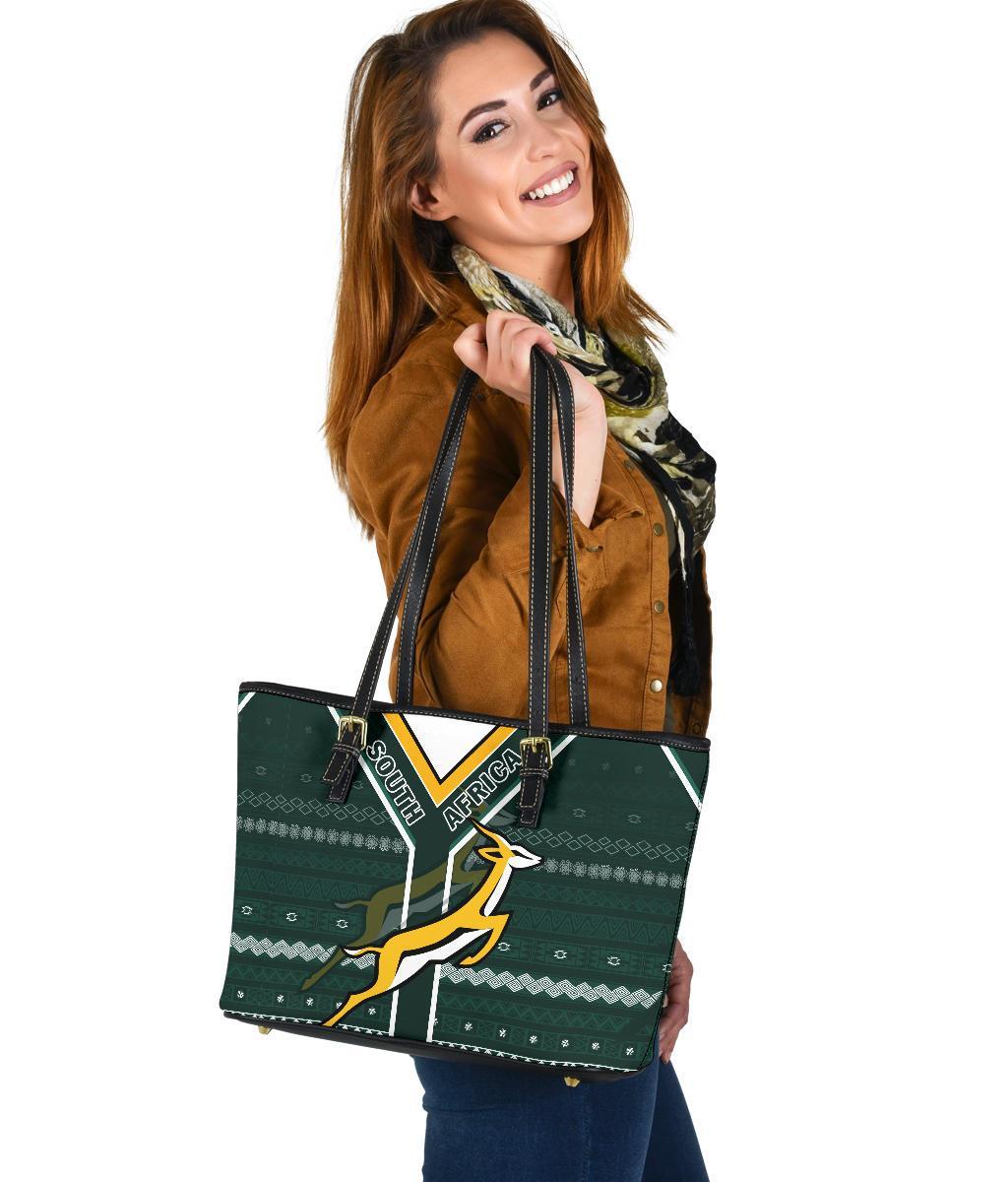 Rugby South Africa Small Leather Tote Bag Springboks Forever Style ...