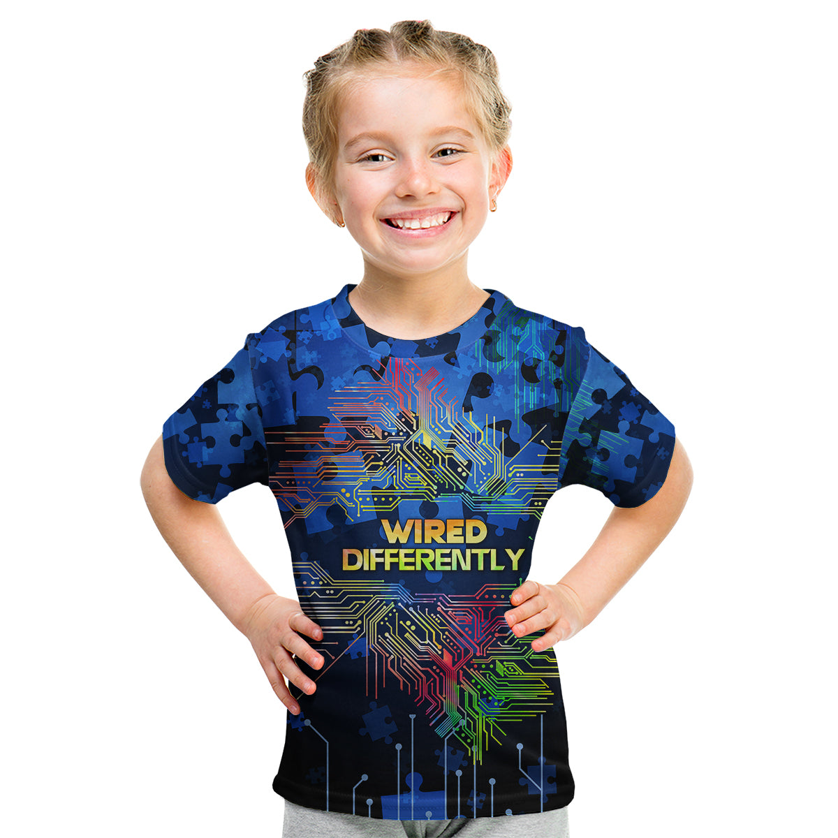 Autism Acceptance Month Neurodiversity - Wired Differently Kid T Shirt ...